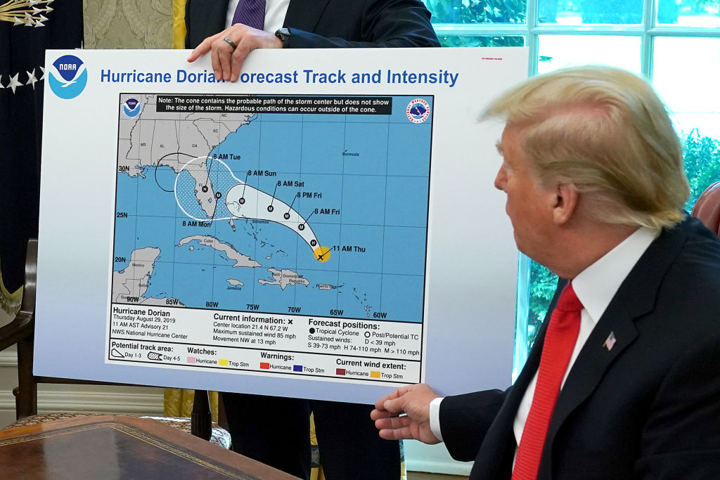 Trump Displays Altered Dorian Chart to Show It Over Alabama