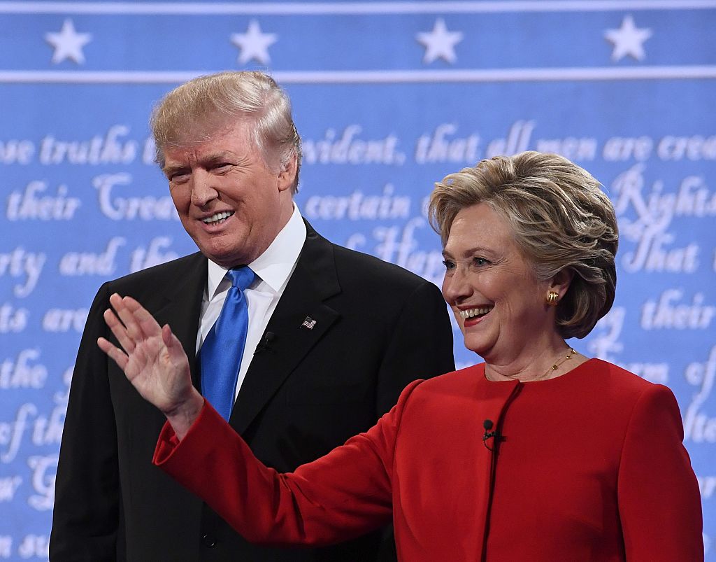 Donald Trump and Hillary Clinton arrive for the first presidential ...